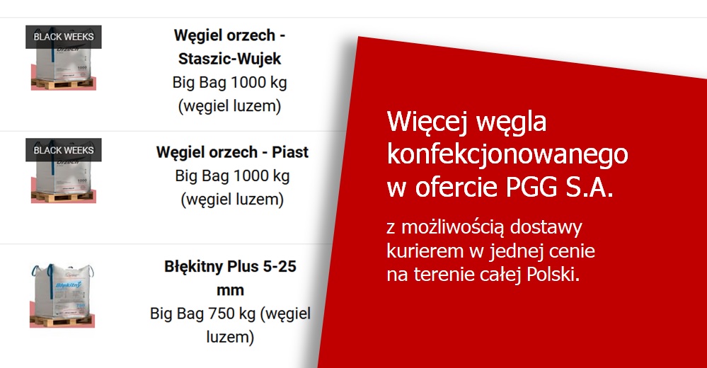Więcej węgla konfekcjonowanego w ofercie PGG S.A. z możliwością dostawy ...